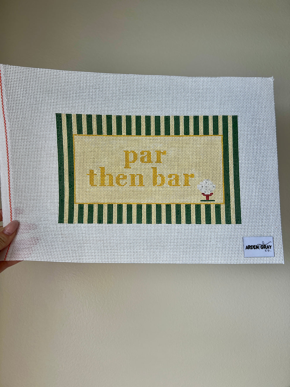 Par then bar hand-painted needlepoint canvas, 13 mesh needlepoint sign ...